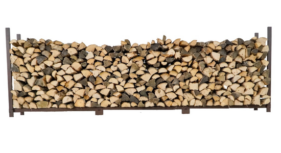 The Woodhaven 12 Foot Outdoor Steel Firewood Rack With Cover - US Made