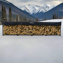 The Woodhaven 16 Foot Steel Outdoor Firewood Rack With Cover - US Made